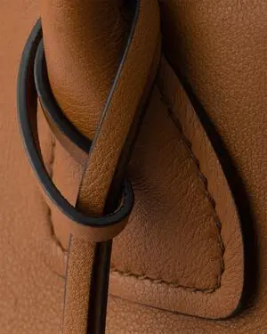 Prada Large Leather Tote Bag - Cognac