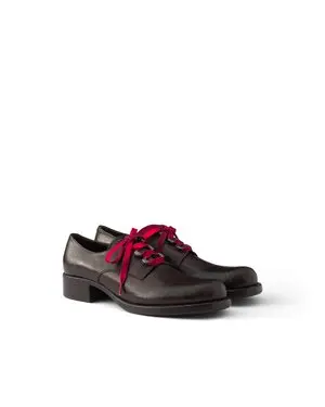 Prada Antiqued Leather Lace-up Shoes - Dark Brown