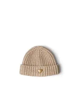 Prada Mouliné Cashmere And Wool Beanie - Desert/camel
