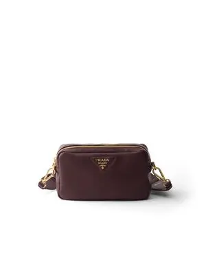 Prada Small Leather Shoulder Bag - Burgundy