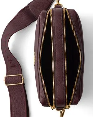 Prada Small Leather Shoulder Bag - Burgundy