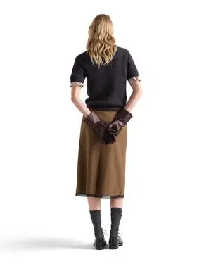 Prada Short-sleeved Wool And Mouliné Cashmere Polo Sweater