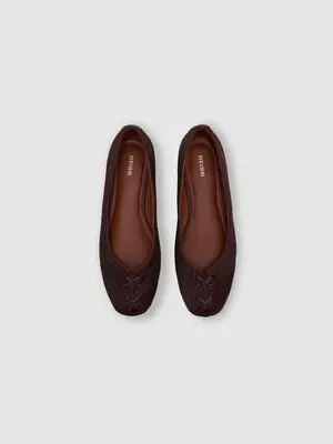 REISS Pony Hair-effect Leather Lace-up Ballet Flats