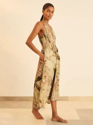NEW YORK BOTANICAL GARDENS Linen Midi Dress - Khaki/brown