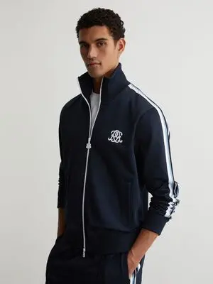 REISS Monogram Relaxed Dual-zip Track Jacket