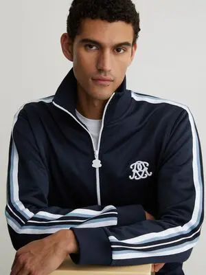 REISS Monogram Relaxed Dual-zip Track Jacket