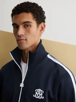 REISS Monogram Relaxed Dual-zip Track Jacket