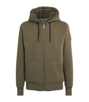 Moose Knuckles Padded Bunny Zip-up Hoodie With Faux Fur Trim - Green