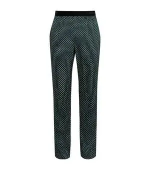 TOM FORD Stretch-silk Polka Dot Pyjama Bottoms - Green
