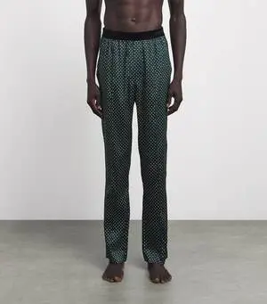 TOM FORD Stretch-silk Polka Dot Pyjama Bottoms - Green
