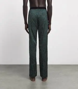 TOM FORD Stretch-silk Polka Dot Pyjama Bottoms - Green