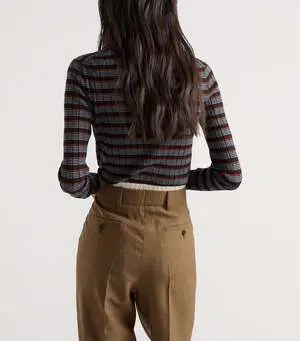Prada Cashmere-silk Striped Polo Shirt