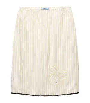 Prada Striped Bow-applique Midi Skirt