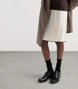 Prada Striped Bow-applique Midi Skirt