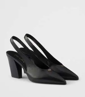 Prada Leather Slingback Pumps - Black