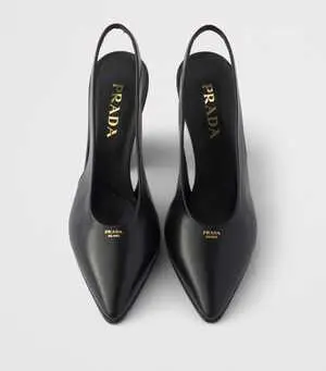 Prada Leather Slingback Pumps - Black