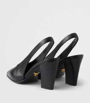 Prada Leather Slingback Pumps - Black