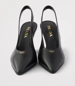Prada Leather Slingback Pumps - Black
