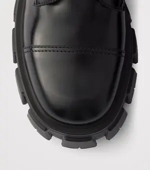 Prada Leather & Re-nylon Monolith Combat Boots - Black