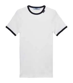 Prada Contrast-trim Ribbed T-shirt - White