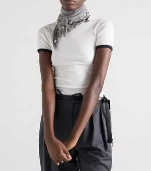 Prada Contrast-trim Ribbed T-shirt