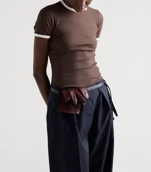 Prada Contrast-trim Ribbed T-shirt