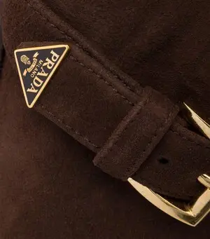 Prada Suede Buckle Ankle Boots - Brown
