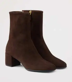 Prada Suede Stretch Ankle Boots - Brown