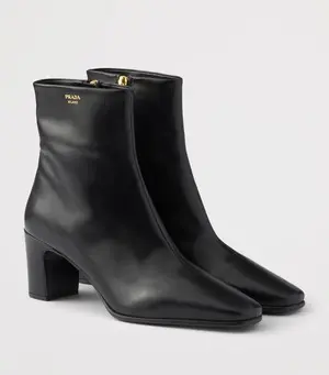 Prada Leather Heeled Ankle Boots