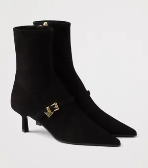 Prada Suede Stretch Heeled Boots