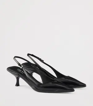 Prada Brushed Leather Slingback Pumps 55
