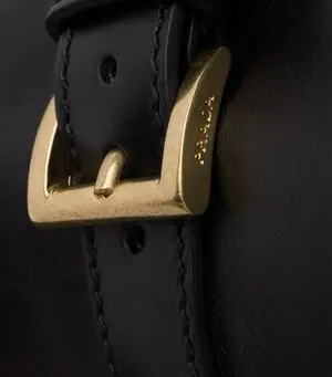 Prada Leather Buckle Ankle Boots - Black