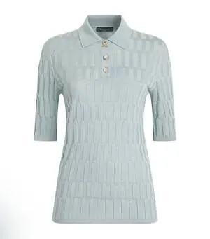 Fabiana Filippi Cashmere-silk Ribbed Polo Shirt - Green