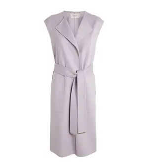 Agnona Sleeveless Belted Cashmere Coat - Purple