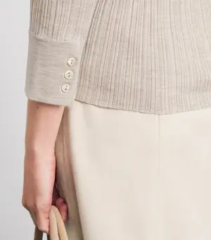 Agnona Cashmere-wool-silk Open-collar Polo Sweater