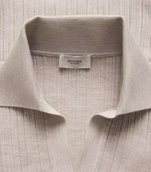 Agnona Cashmere-wool-silk Open-collar Polo Sweater