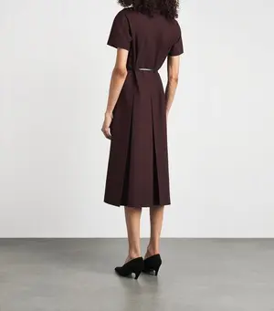 Lafayette 148 New York Stretch-wool Belted Midi Dress