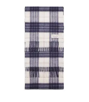 Johnstons Of Elgin Cashmere Tartan Scarf - White