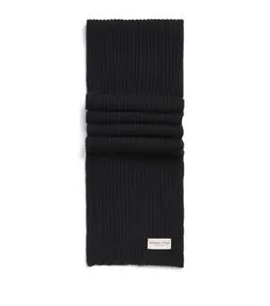 Johnstons Of Elgin Cashmere Lovat Ribbed Scarf - Black