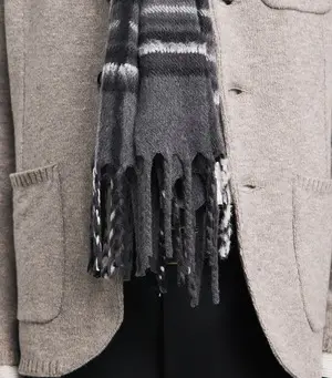 Johnstons Of Elgin Cashmere-silk Tartan Scarf - Grey