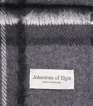 Johnstons Of Elgin Cashmere-silk Tartan Scarf - Grey