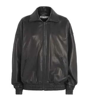 Acne Studios Leather Bomber Jacket - Black