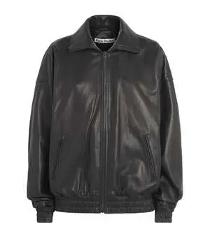 Acne Studios Leather Bomber Jacket - Black