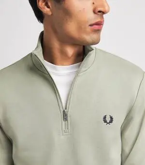 Fred Perry Cotton Half-zip Sweatshirt - Green