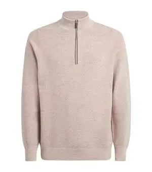 N.peal Cashmere Quarter-zip Temple Sweater - Beige