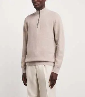 N.peal Cashmere Quarter-zip Temple Sweater
