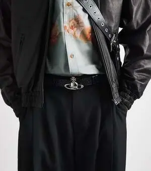 VIVIENNE WESTWOOD Croc-embossed Leather Orb Belt