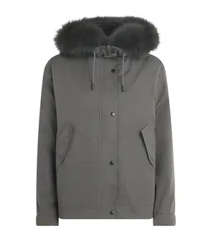 YVES SALOMON Down Fur-trim Technical Parka Coat - Beige