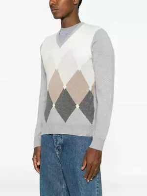 VENGERA Argyle-pattern V-neck Sweater
