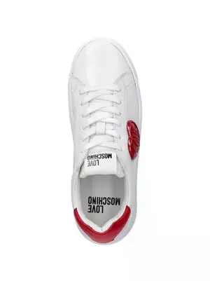 Moschino Heart-patch Lace-up Sneakers - White